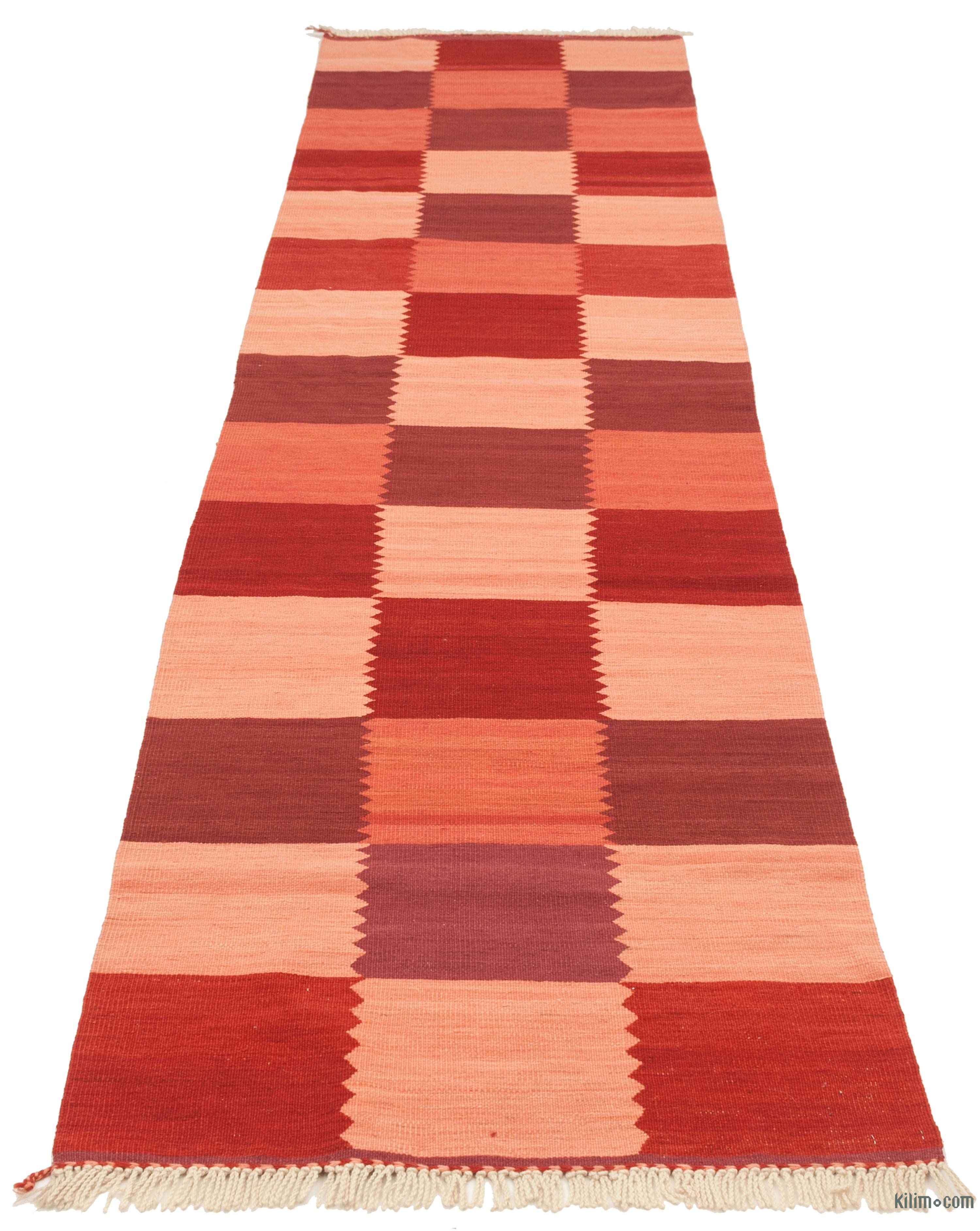 K0036481 Red New Turkish Kilim Runner - 2' 7" x 10' 11" (31" x 131")