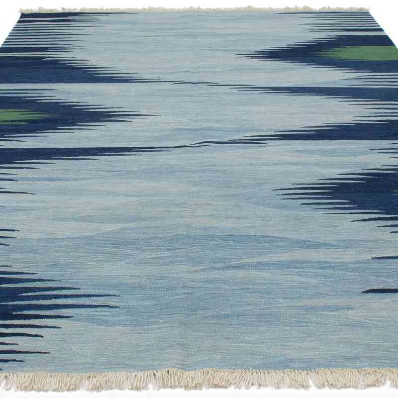K0050311 Blue New Handwoven Turkish Kilim Rug - 6' x 8' 3" (72" x 99")