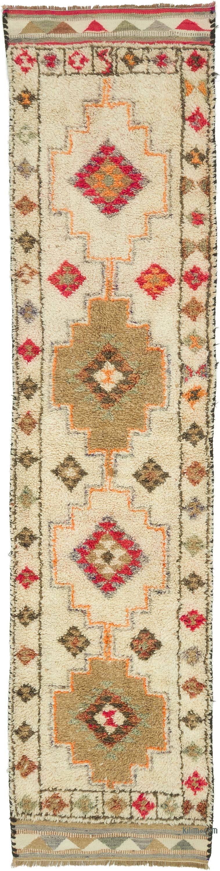 K0057249 Beige, Brown Vintage Tribal Runner Rug - 3' x 12' 2" (36" x 146")